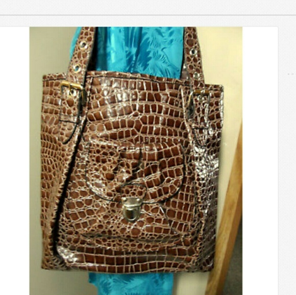 Gal | Bags | Gal Faux Alligator Tote Bag Brown Shoulder Purse | Poshmark